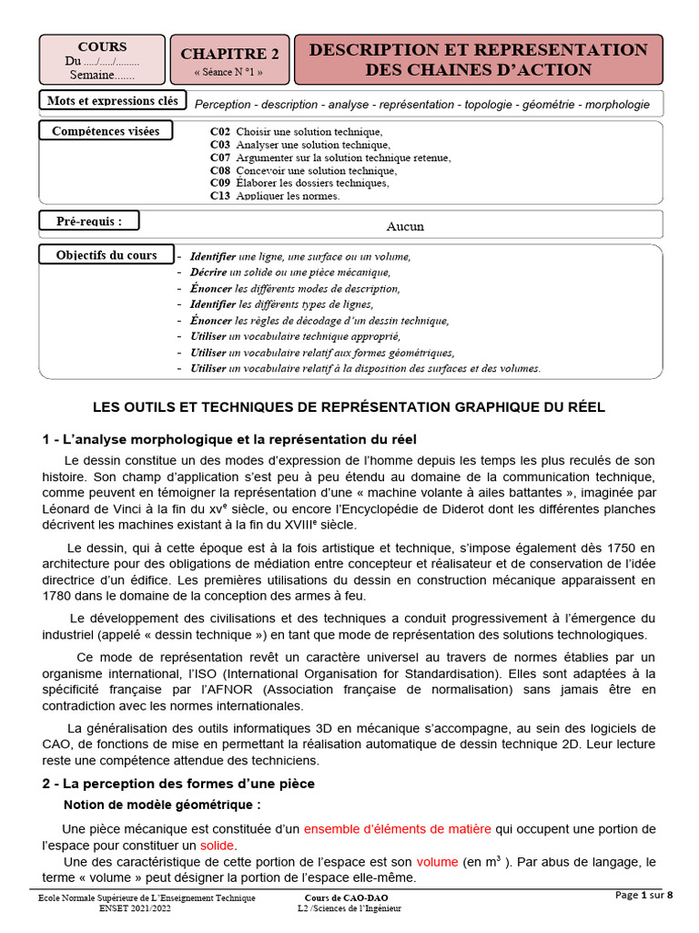 Chapitre 1 - Séance 2R - Description Et Représentation Des Chaînes D'action - Doc Prof1 | PDF