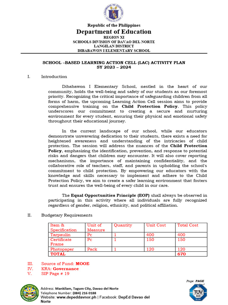 LAC On Child Protection Policy | PDF