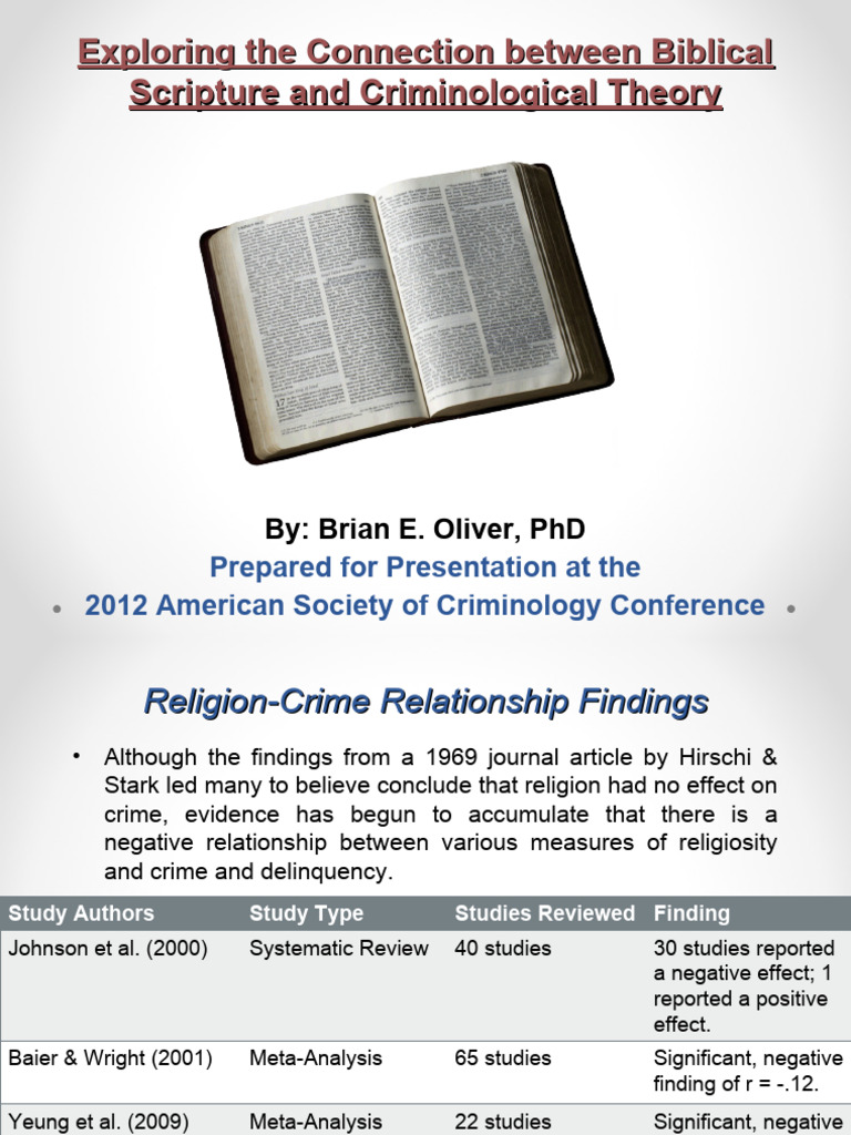 Exploring the connection between Biblical Scripture and criminological ...