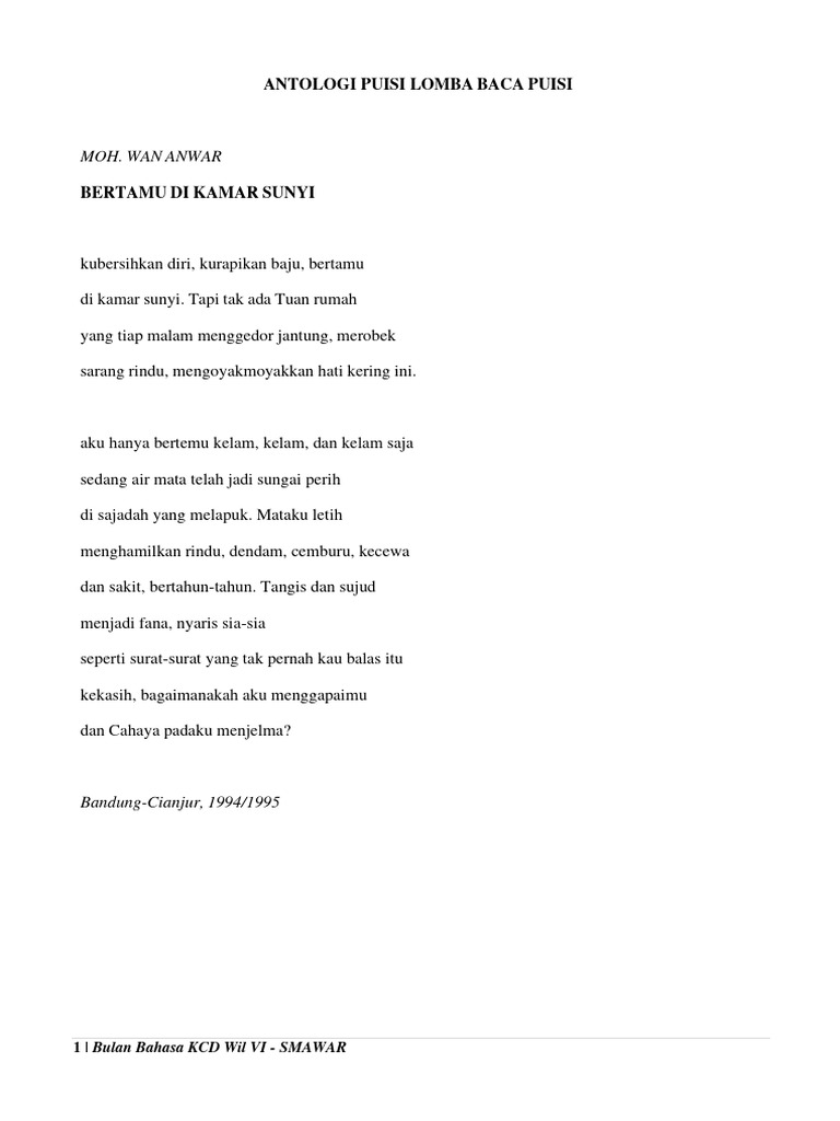 Antologi Puisi BLN Bahasa | PDF | Puisi