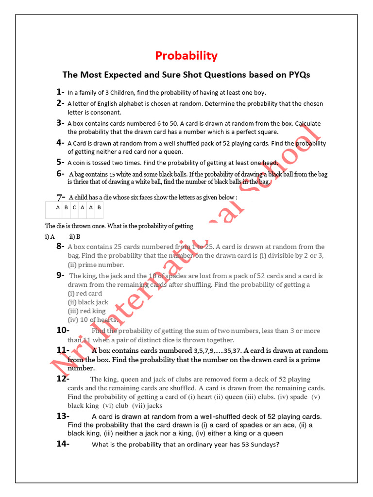 Probability Class 10 | PDF