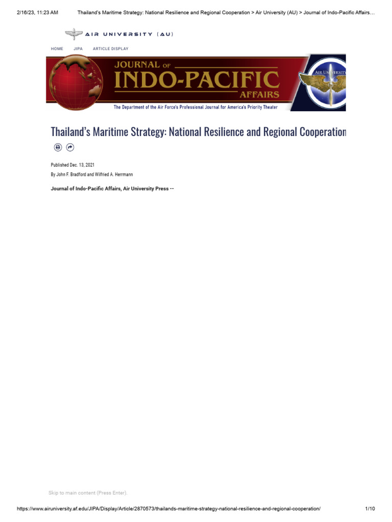 Thailand’s Maritime Strategy_ National Resilience and Regional ...