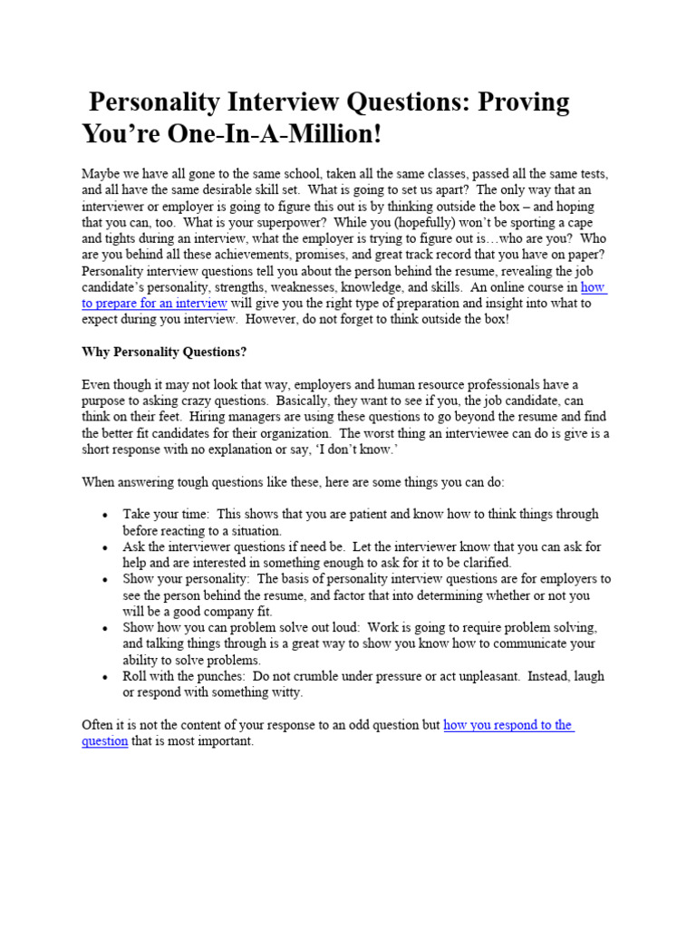 Personality Questions | Download Free PDF | Anger | Motivation