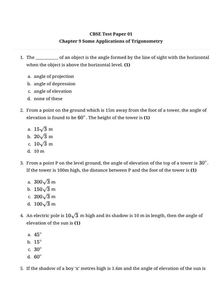 Application Of Trigonometry Pdf