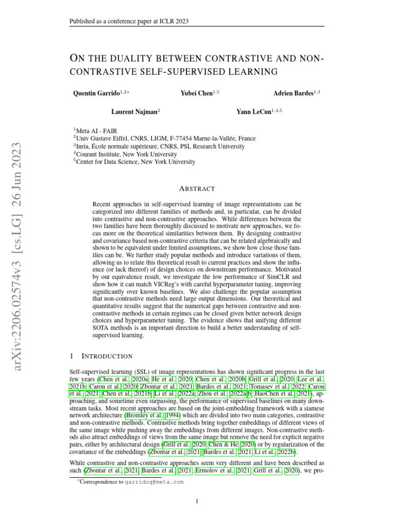 On The Duality Between Contrastive and Noncontrastive Self-Supervised Learning | Download Free ...