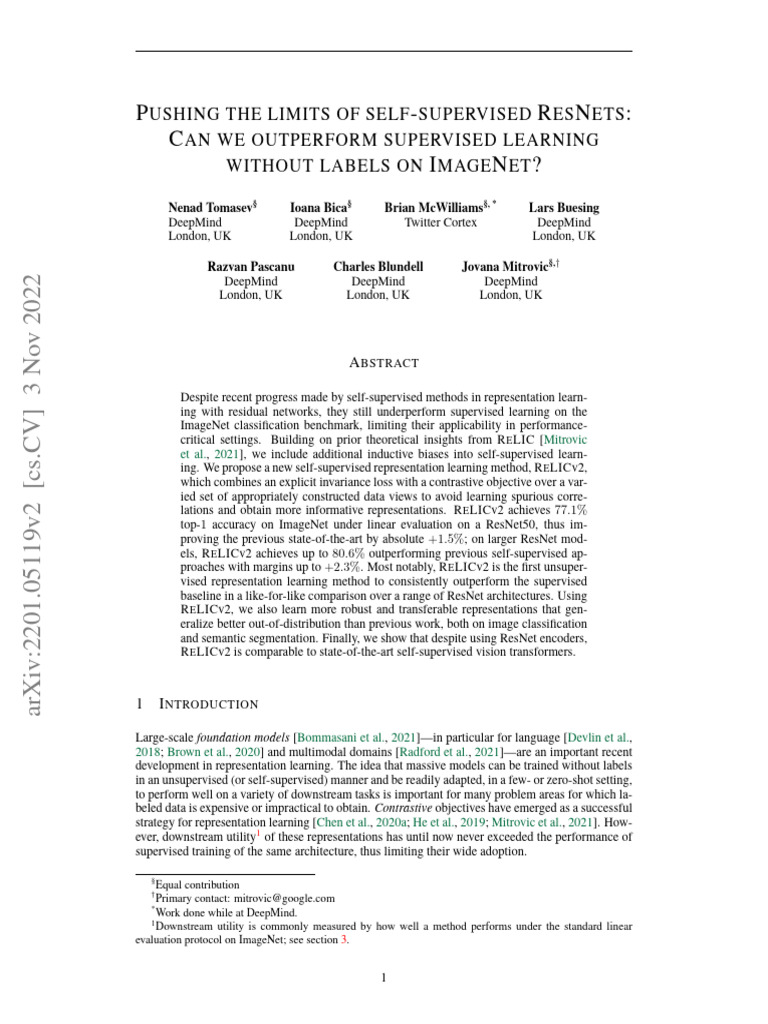 Pushing The Limits of Self-Supervised Resnets - Can We Outperform ...