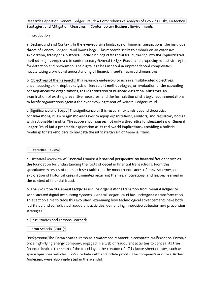 Research Report On General Ledger Fraud | PDF