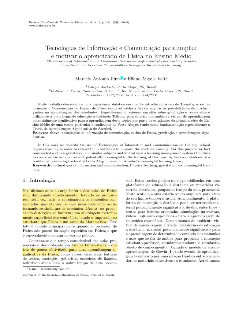 Tecnologias de Informa C Ao e Comunica C Ao para Ampliar e Motivar o ...