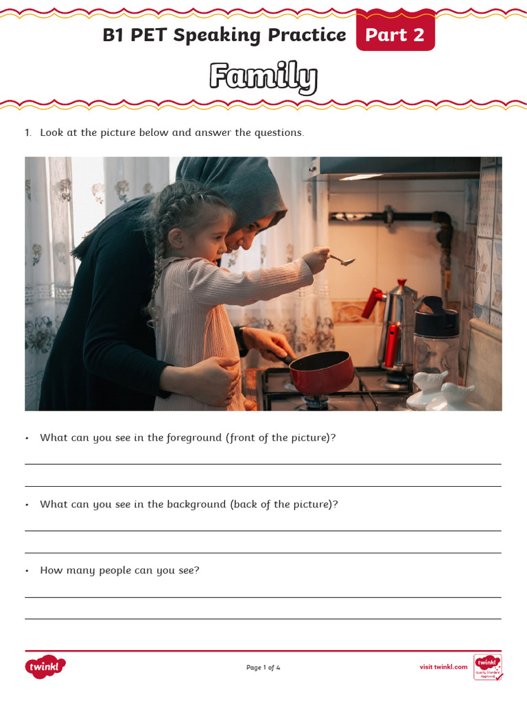 T e 1680029324 Esl b1 Pet Speaking Part 2 Practice Worksheet Family ...