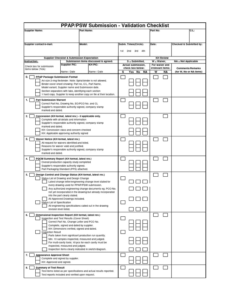 Ppap Format Pdf Specification Technical Standard Packaging And