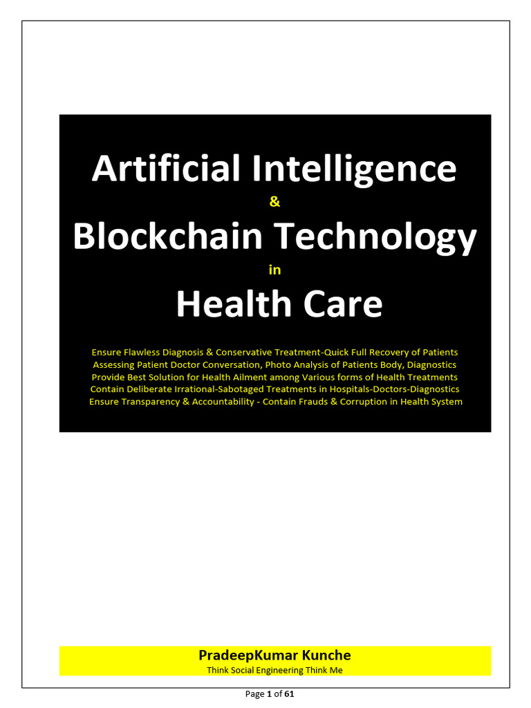 Artificial Intelligence & Blockchain Technology in Health Care Highlights | PDF