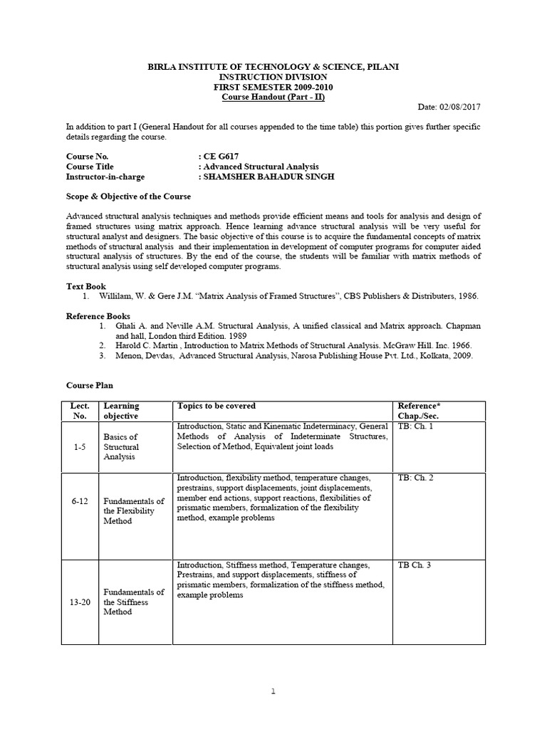 Ce g617 Advanced Structural Analysis | PDF