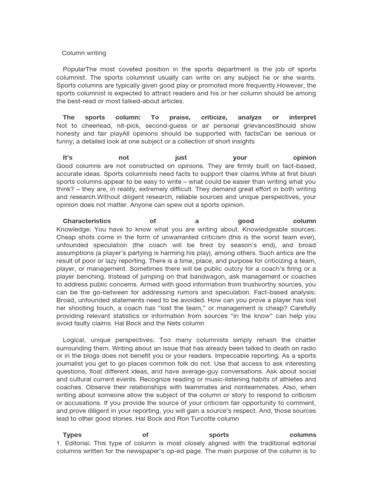 Column Writing | PDF