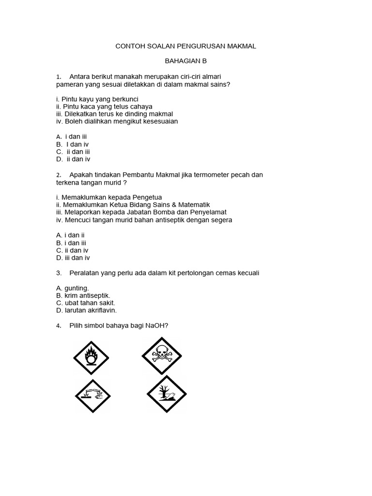 Contoh Soalan Pengurusan Makmal | PDF