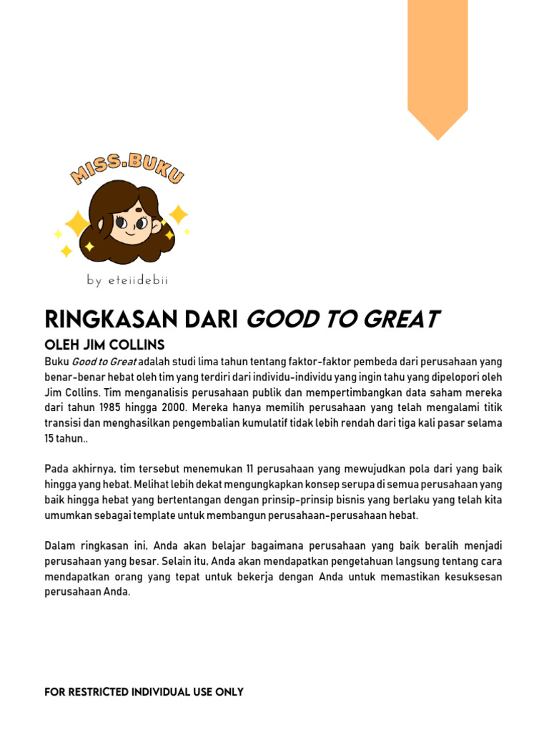 Ringkasan Buku "Good to Great" | PDF | Karier & Perkembangan | Bisnis