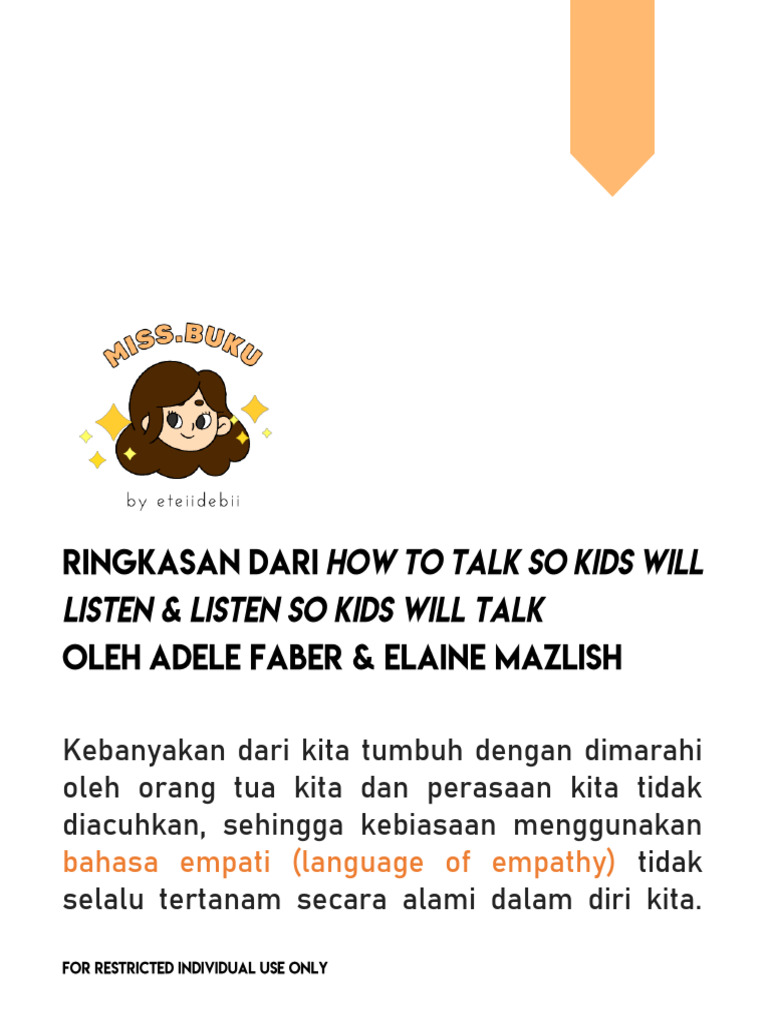 How To Talk So Kids Will Listen & Listen So Kids Will Talk (Mobile) | PDF