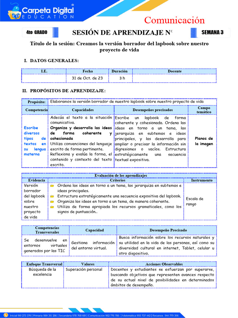4°_SESIÓN_DE_APRENDIZAJE 6 SEM.2-EXP.7-COM | PDF