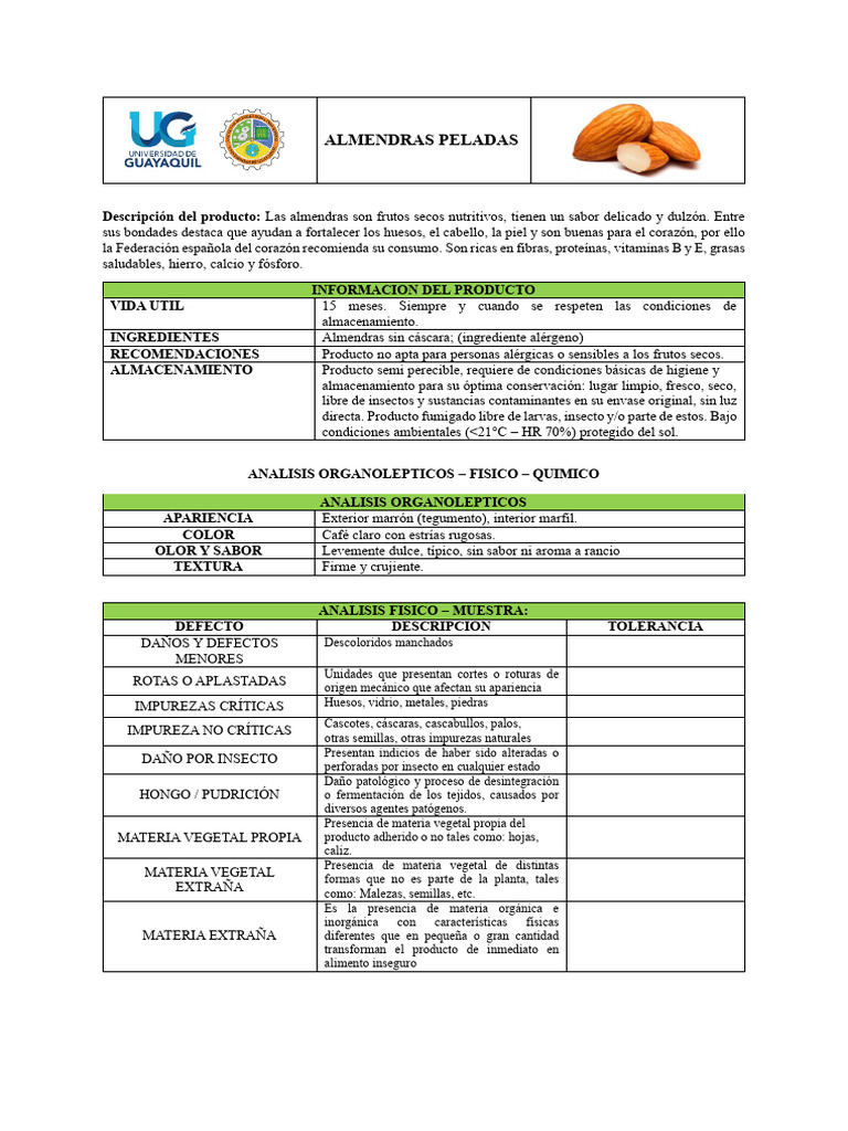 FICHA TECNICA DE LOS PRODUCTOS A | PDF