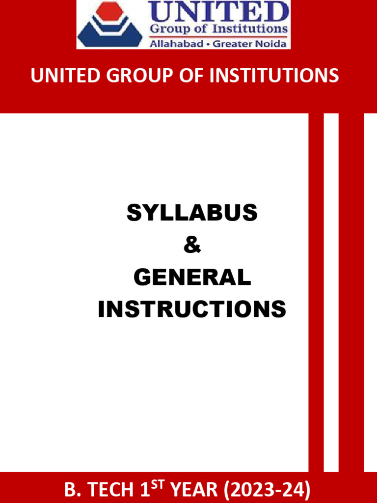 B. Tech 1st Year Syllabus & Instruction Booklet | PDF