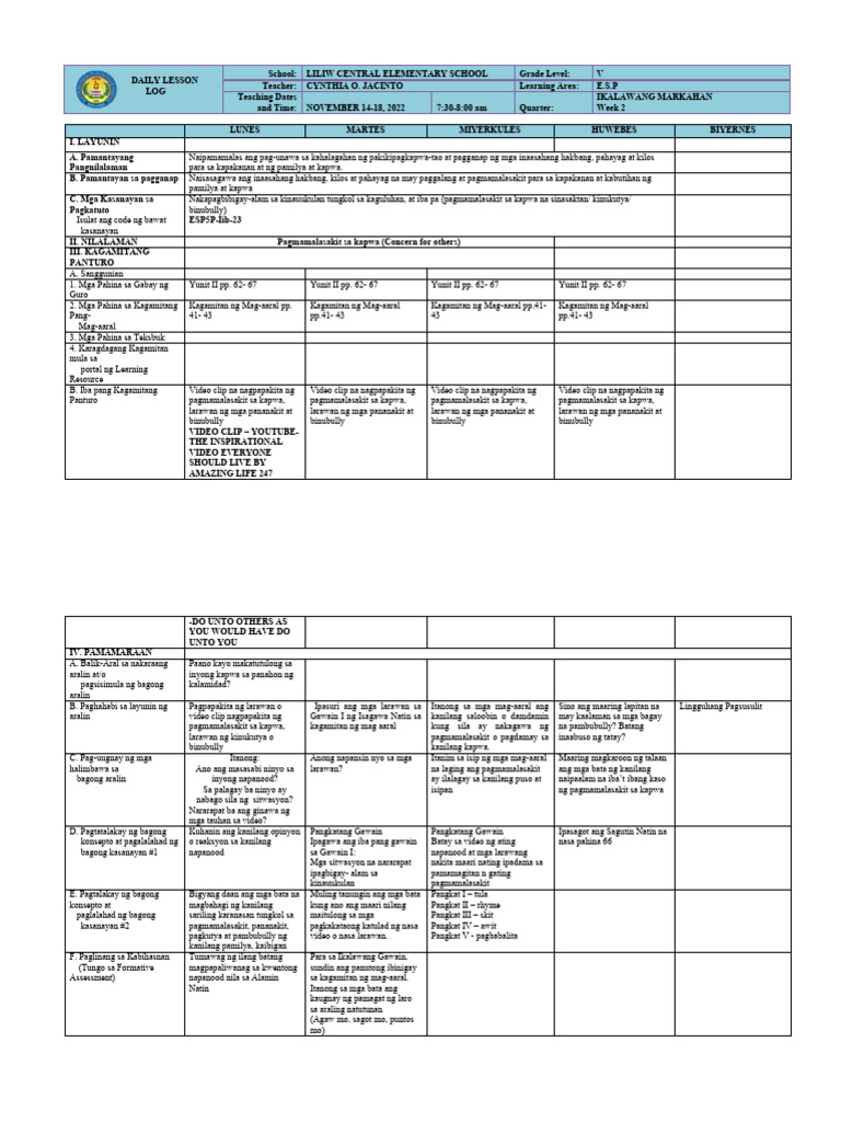 DLL Esp-5 Q2 W2 | PDF