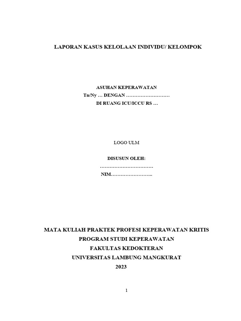 Format Askep Kelolaan Individu Dan Askep Kelompok - Kep - Kritis | PDF