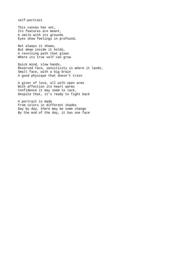 Self Portrait Poem | PDF