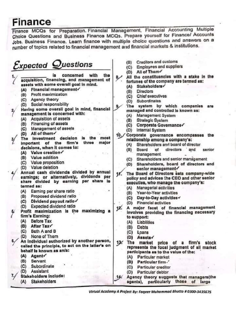 ZTBL Officer Grade 3 Expected Mcqs | PDF