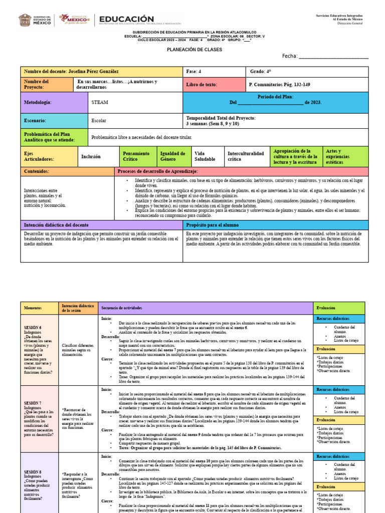 Saberes Proyecto En sus marcas listos a nutrirnos | PDF