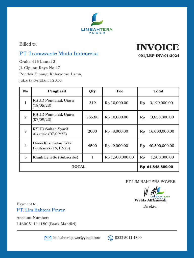 Invoice LBP 01 2024 | PDF