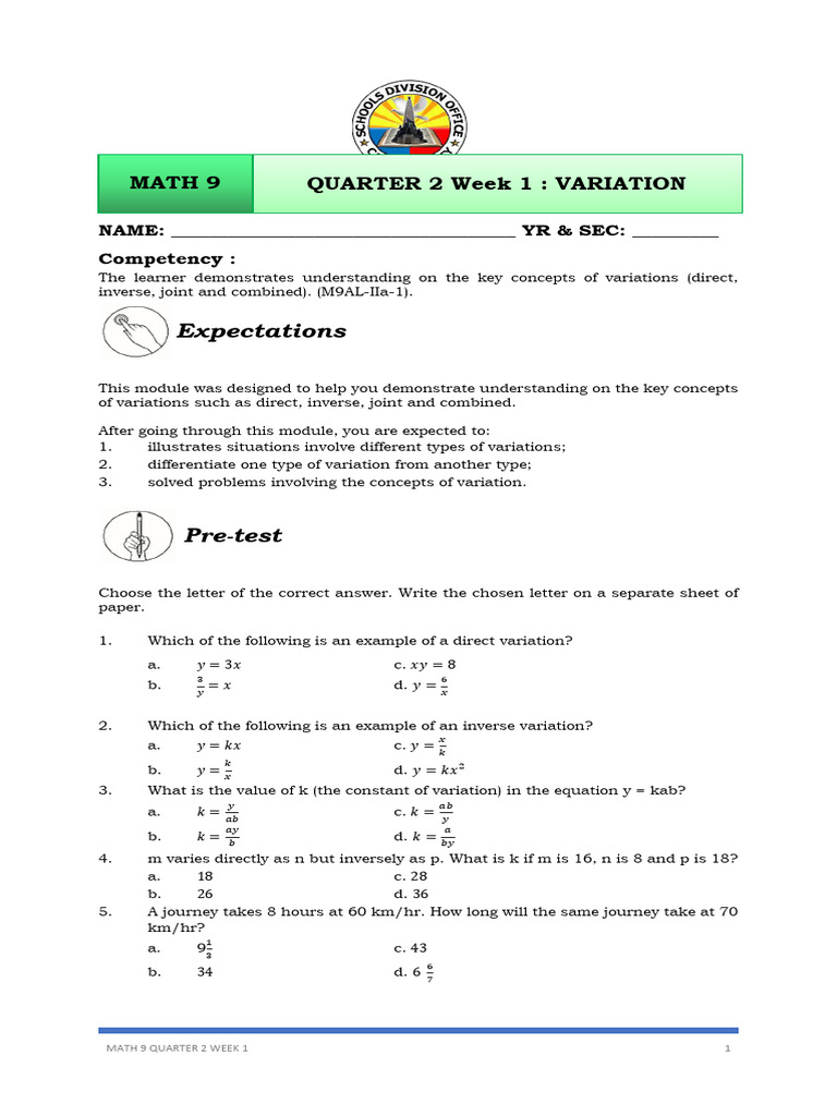 Math 9: Understanding Variations | PDF