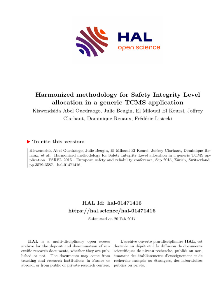 Harmonized Methodology For Safety Integrity Level Allocation in A Generic TCMS Application | PDF
