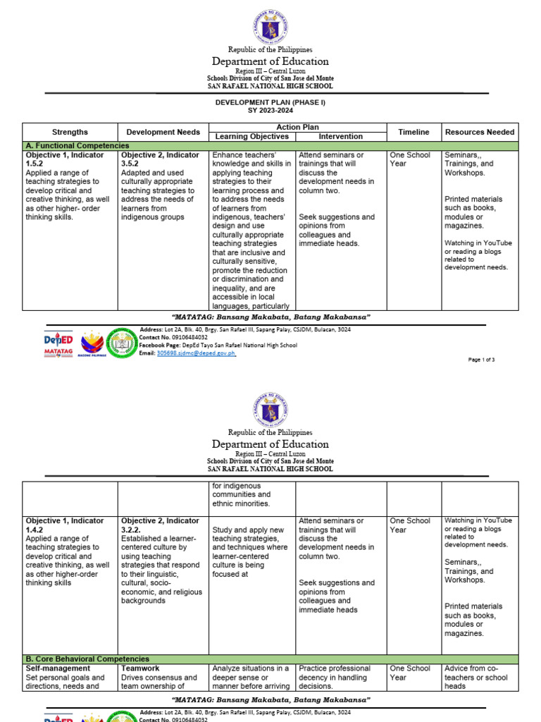 Development Plan Thryzze Abby Parocha S.Y. 2023 2024 | PDF