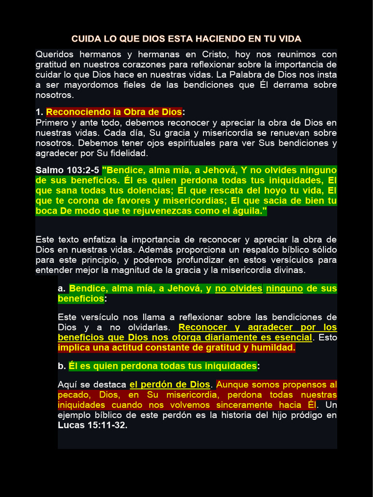 Cuida Lo Que Dios Esta Haciendo en Tu Vida | PDF | Oración | Dios