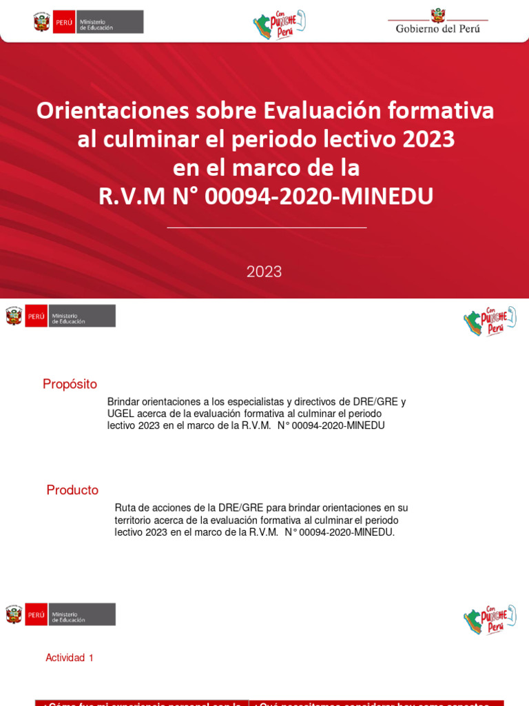 Secundaria 27.11 PPT Ata 2 Evaluación Formativa Al Finalizar El Periodo Lectivo 2023 - RVM 00094 ...
