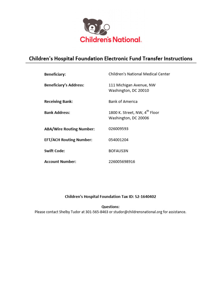 CNHF - Electronic Transfer Instructions | PDF