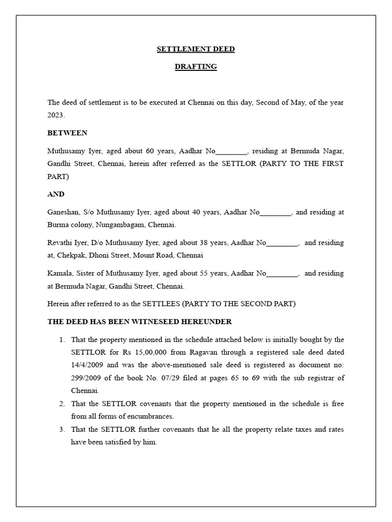 Deed Settelement | PDF | Deed | Economies