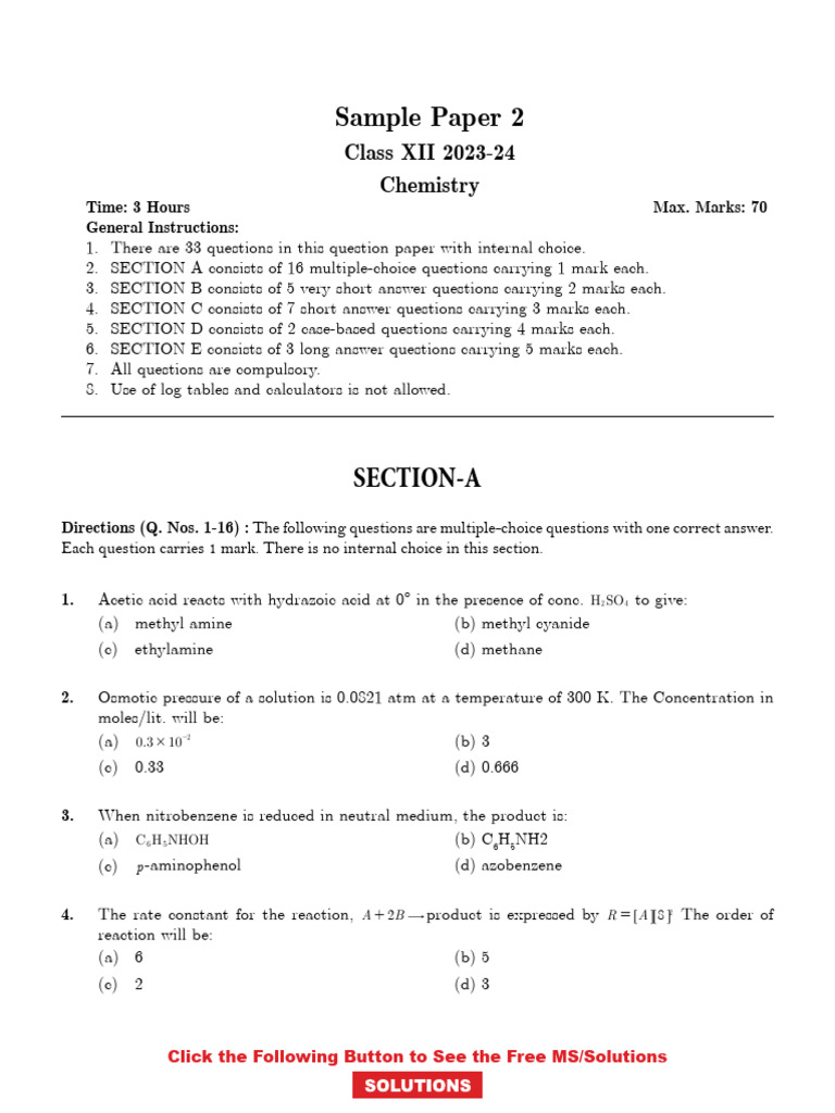 Sample Paper - 2 | PDF
