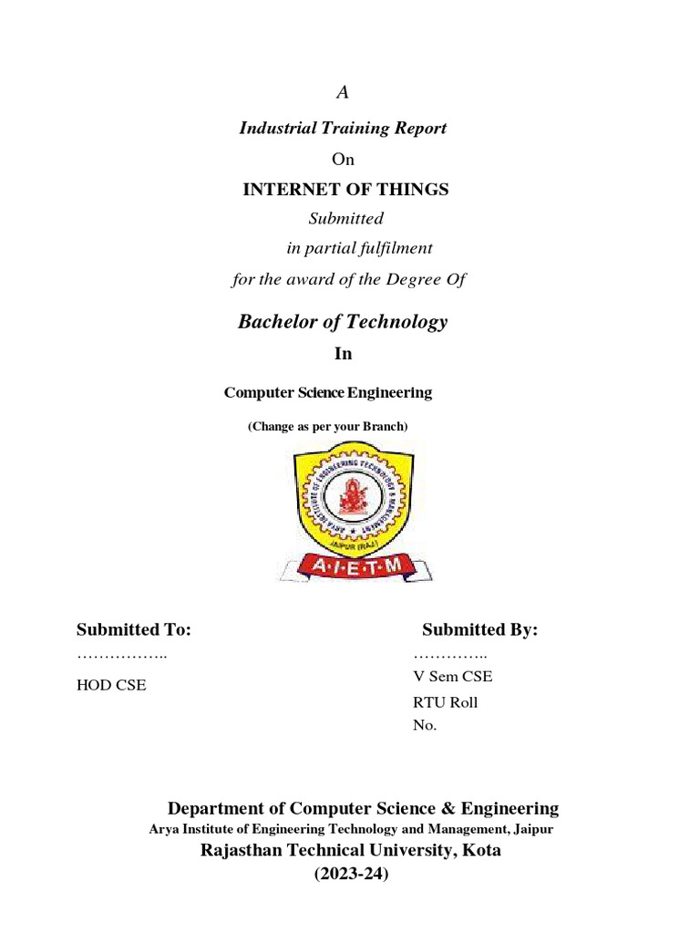 Industrial Training Sample Report - AIETM | PDF | Internet Of Things ...