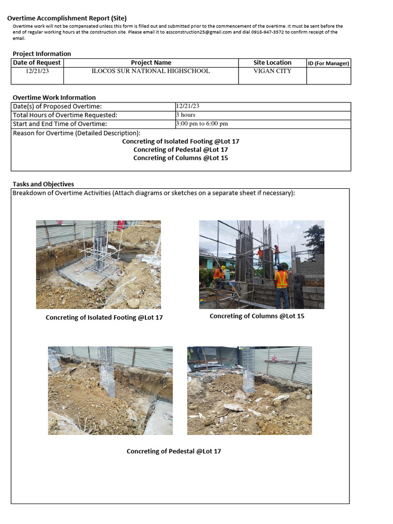 Overtime Request Form for Construction | PDF