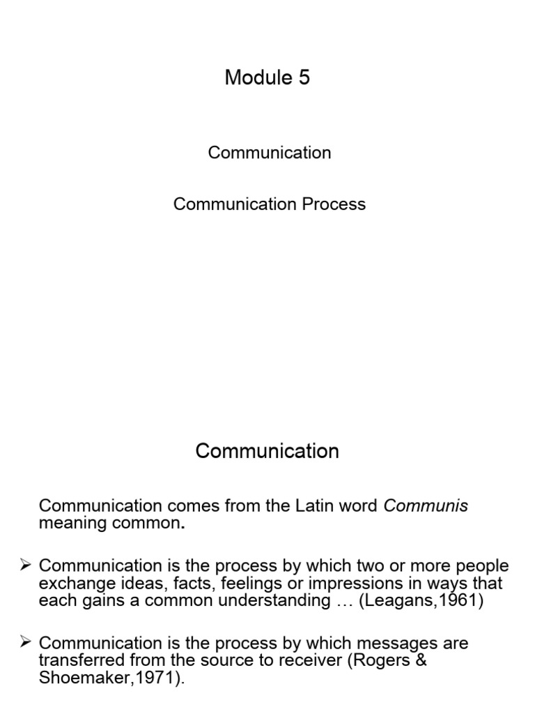 TMRT Lecture Module 5 Communication Process | PDF