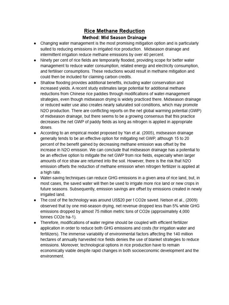 Rice Methane Reduction | PDF | Rice | Climate Change Mitigation