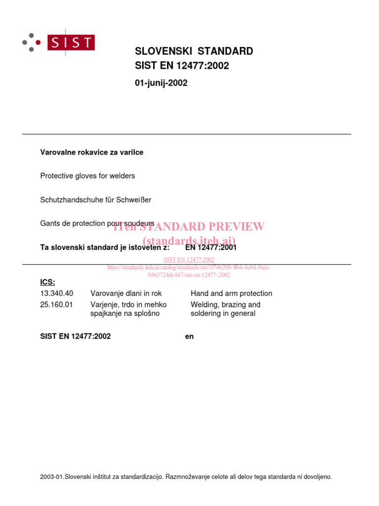 (Sarung Tangan Las) en 12477-2002 | PDF