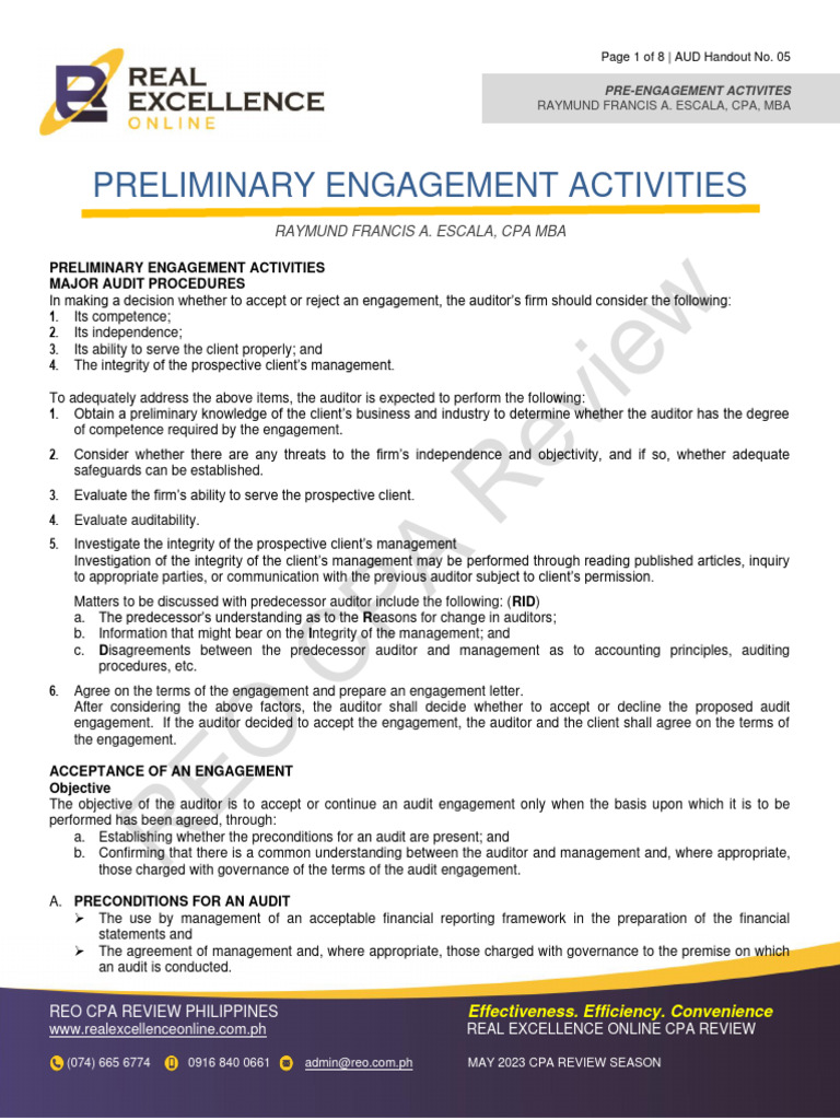 05 Preliminary Engagement Activities | PDF