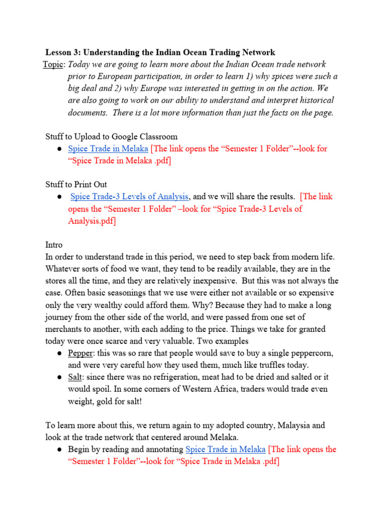 Lesson 3 - Understanding The Indian Ocean Trading Network | PDF