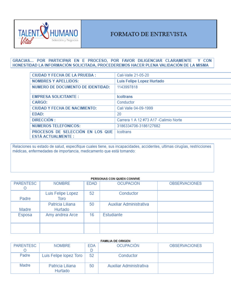 Formato Entrevista | PDF