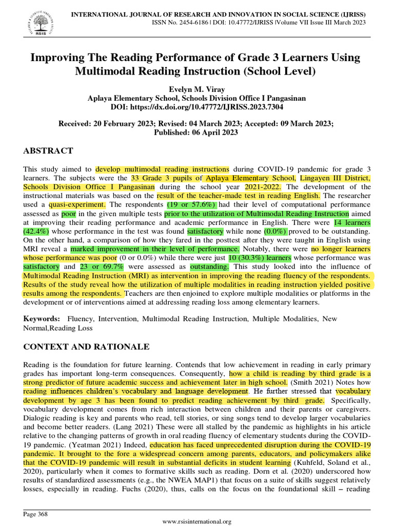 Improving Reading Performance | PDF