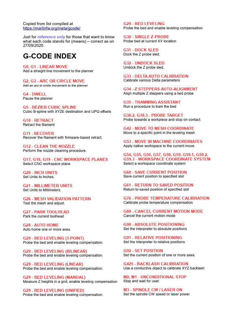 Comprehensive G-Code Reference Guide | PDF
