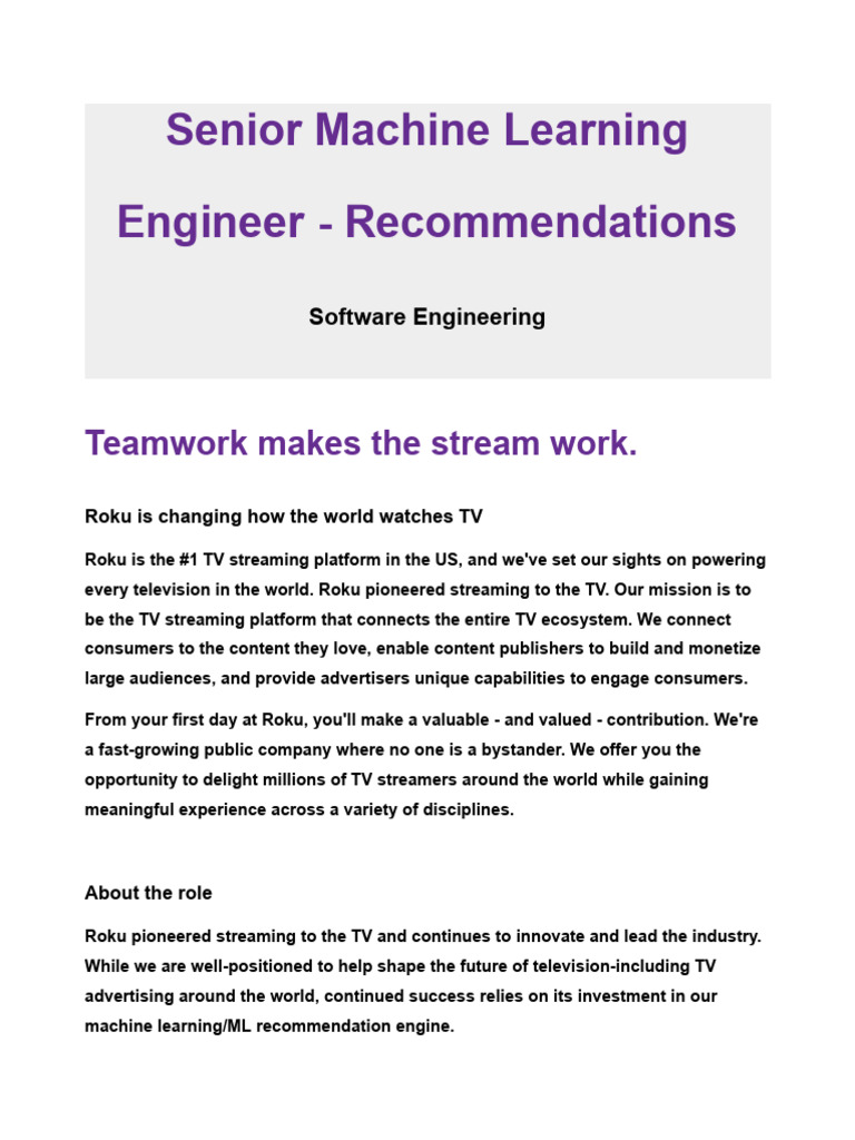 Senior Machine Learning Engineer - Recommendations India - Jing_Fei | PDF