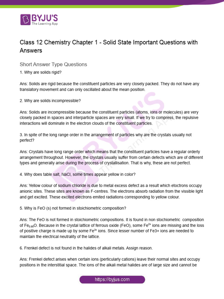Chapter 1 Solid State | PDF