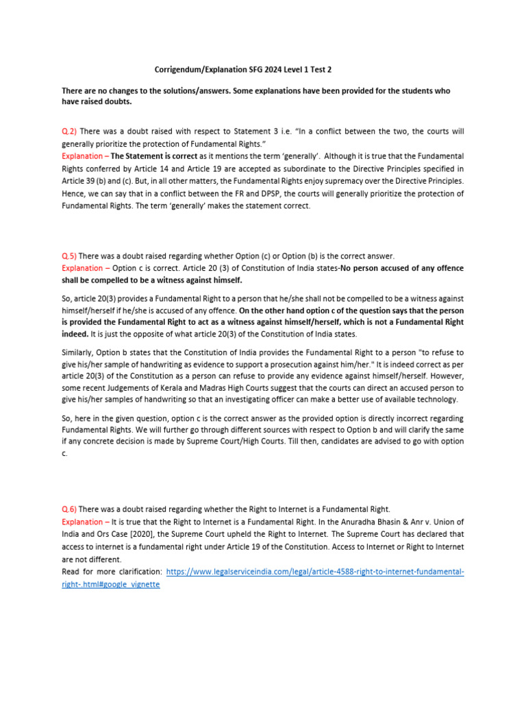 Clarification SFG 2024 Test 2 | PDF | Government | Public Law